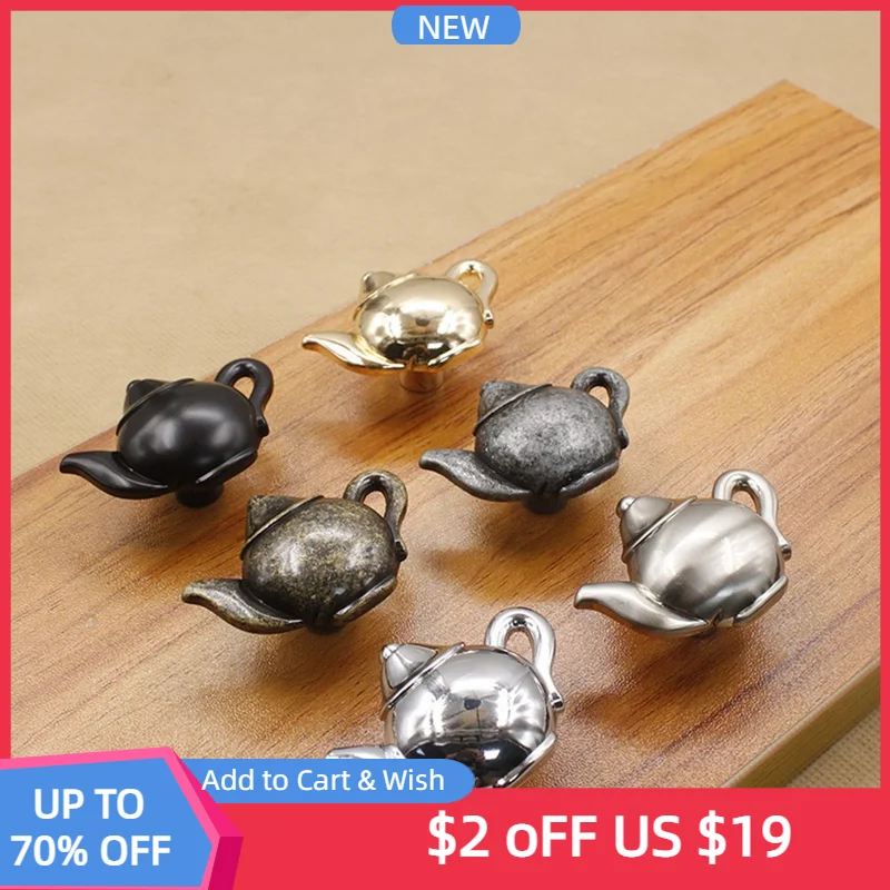 Tfaai Vintage Teapot Shaped Drawer Cupboard Pulls Handle Creative ...