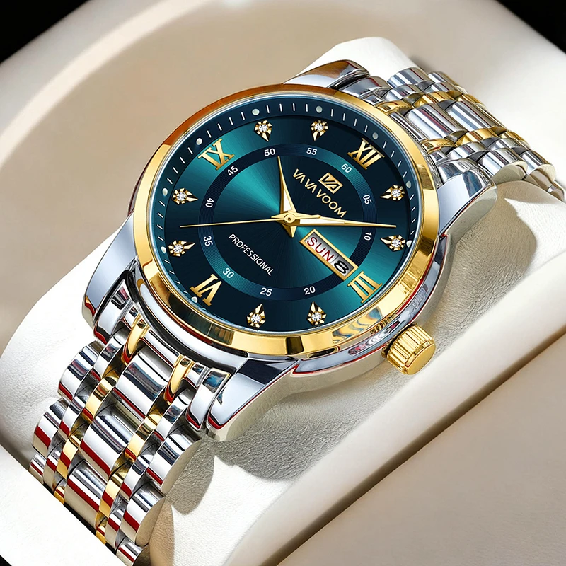 VAVAVOOM Men's Watch Fashion Trend Double Calendar Night Light ...