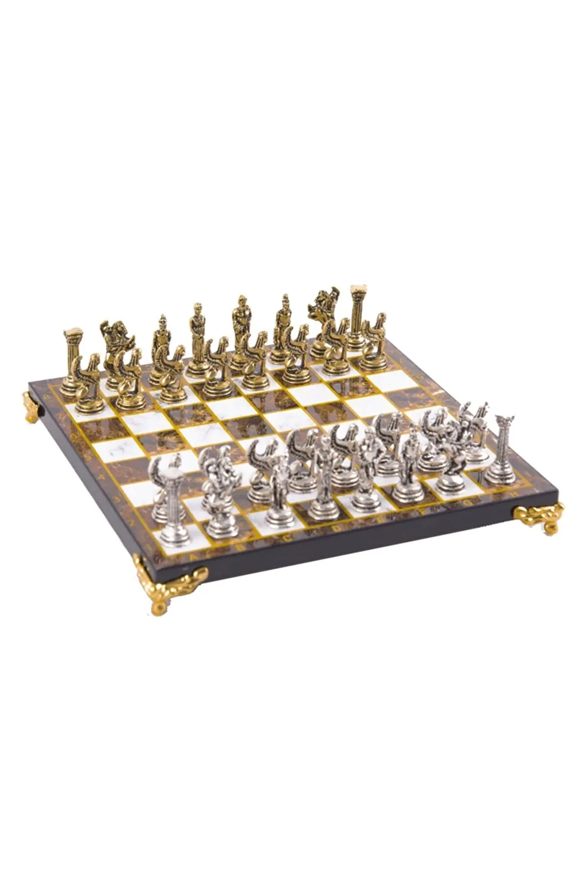 Luxury Metal Cast Chess Set, Pegasus Horses & Special Footed Amber ...