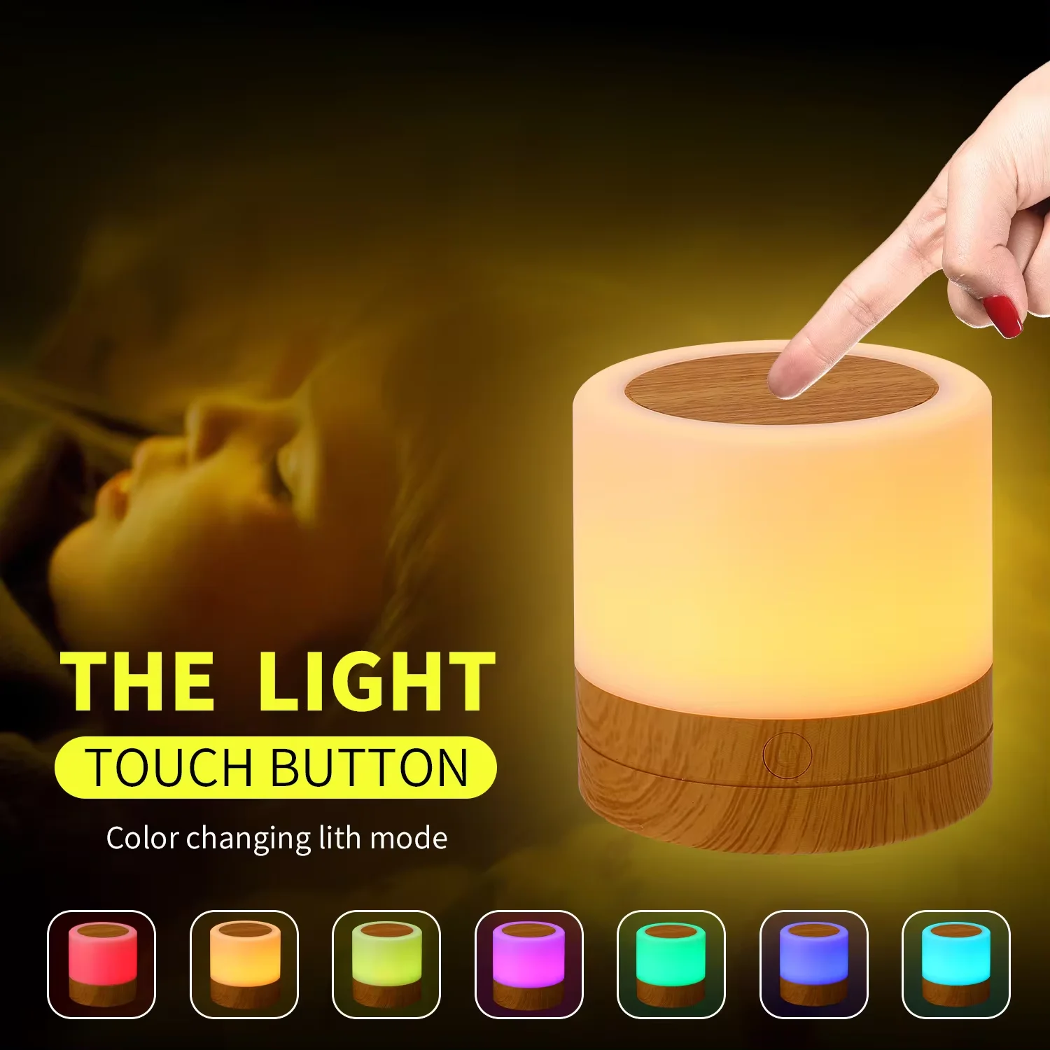 New-touch-desktop-remote-control-LED-seven-color-creative-wood-grain ...