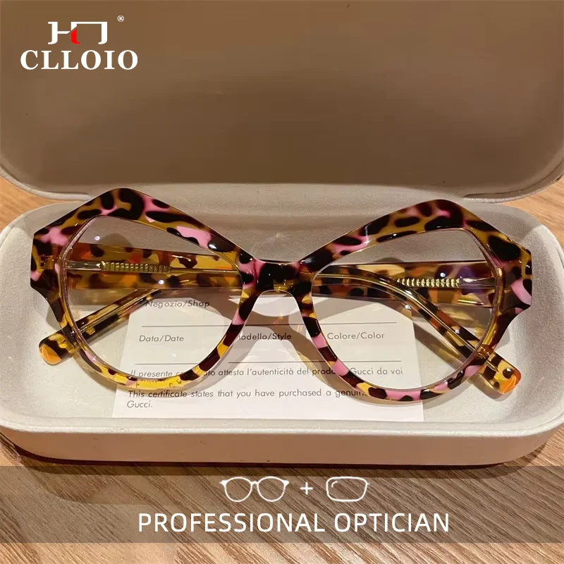 CLLOIO Women Trend Prescription Optical Glasses Polygonal Frame Anti ...