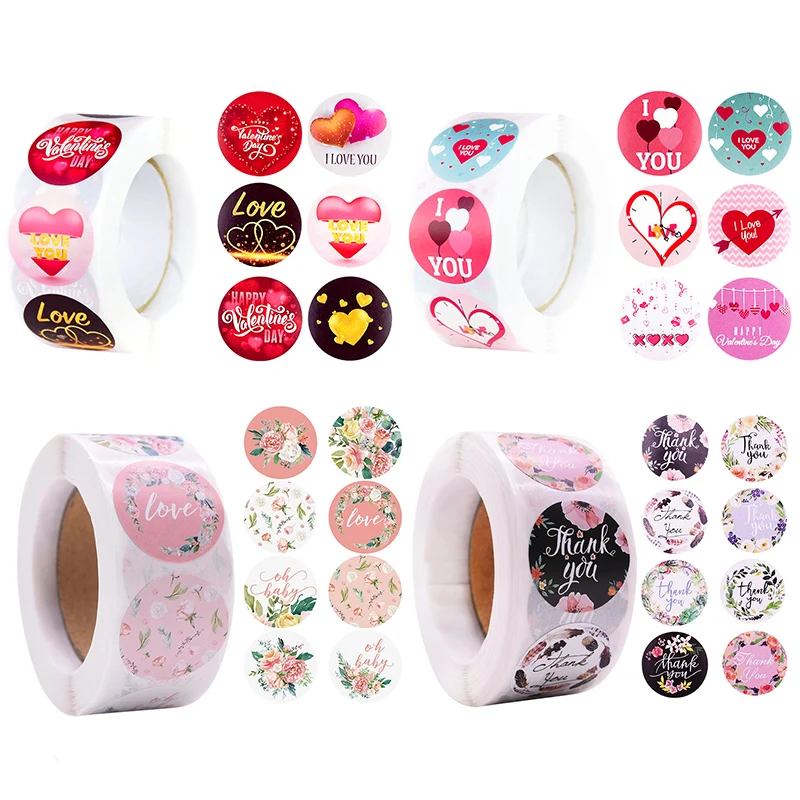 500Pcs Love You Thank You Label Sticker Envelope Seal Handmade ...