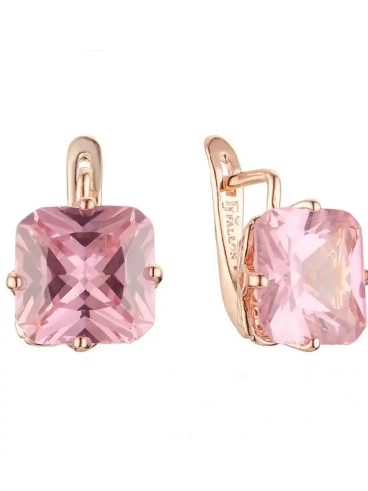 FJ-Luxury-Wedding-Women-orecchino-colore-oro-rosa-585-gioielli-moda-Big ...