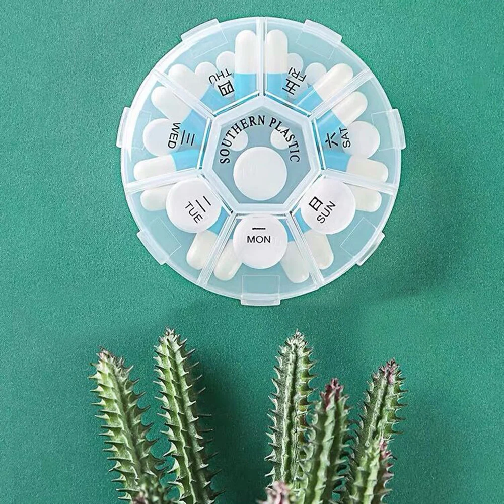 Circular-Pill-Box-7-Slots-Round-Daily-Weekly-Tablet-Pill-Case-Splitter ...