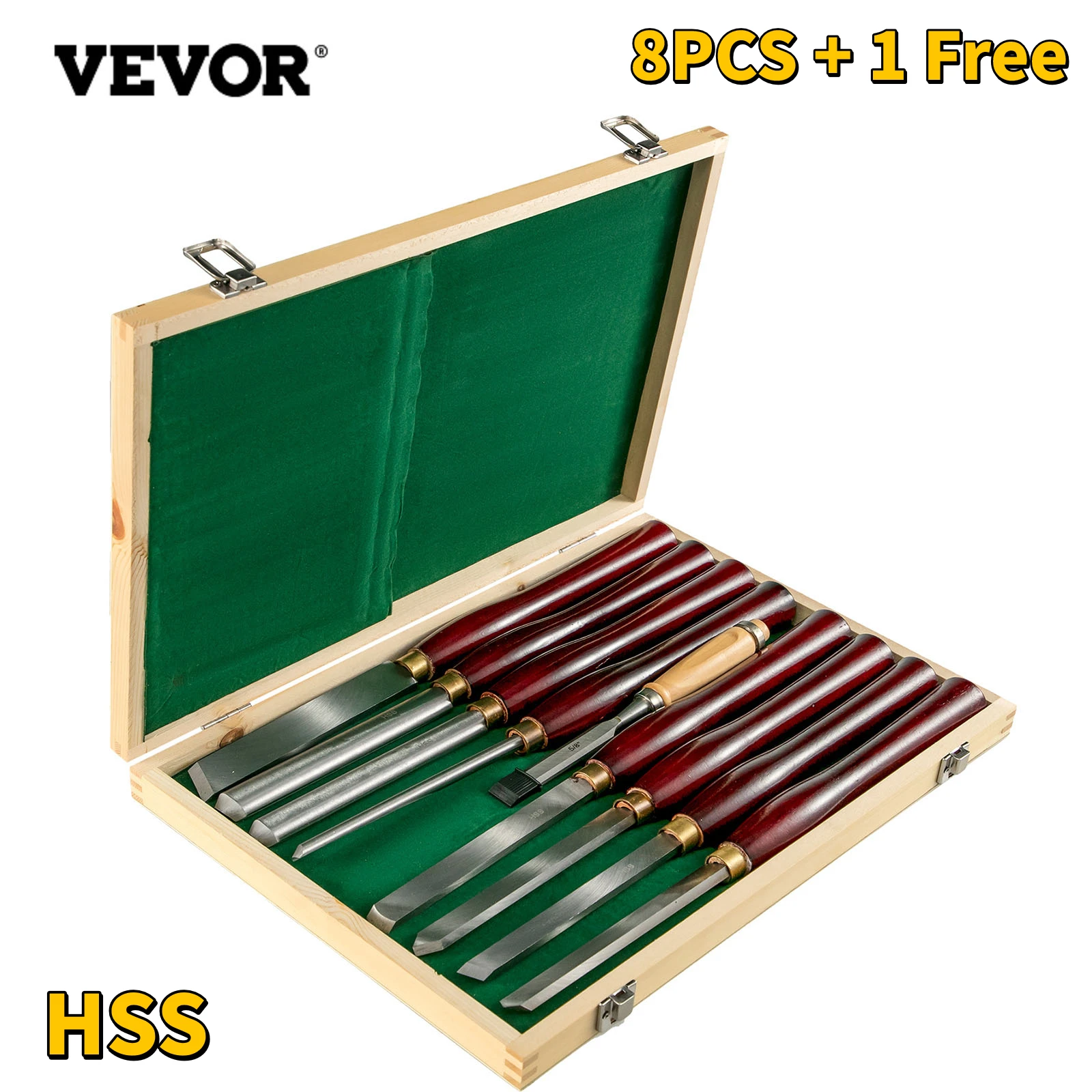 Vevor 8pcs + 1 Free Hss Lathe Chisel Set For Wood Turning Root ...