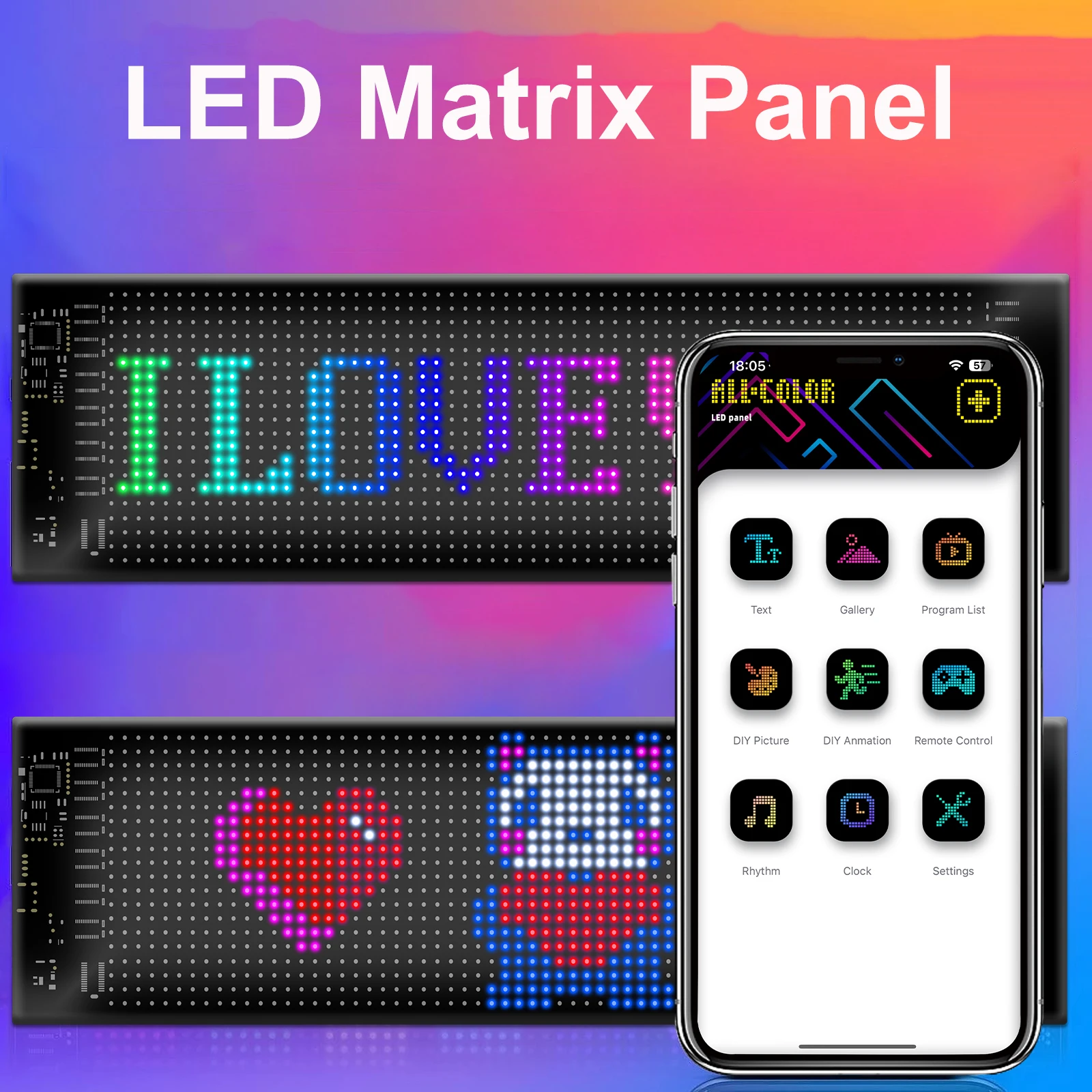 USB-5V-Scrolling-Led-Matrix-Panel-IP65-Waterproof-App-Programmable ...