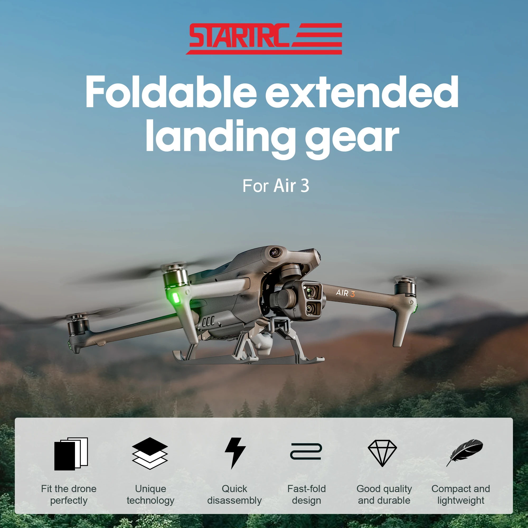 STARTRC-Landing-Gear-for-DJI-Air-3-Foldable-Highten-Extension-Landing ...