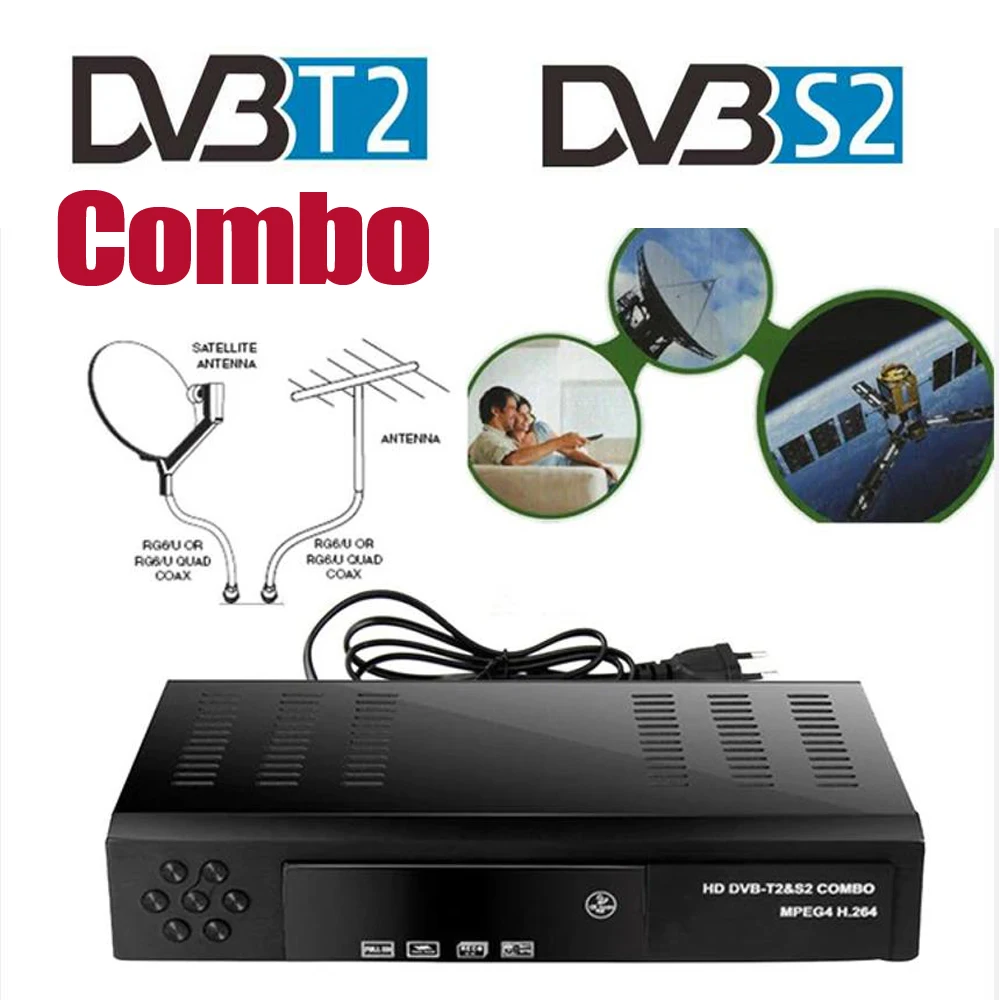 H264 DVB T2 & DVB S2 Combo Decoder Digital Terrestrial Satellite TV ...