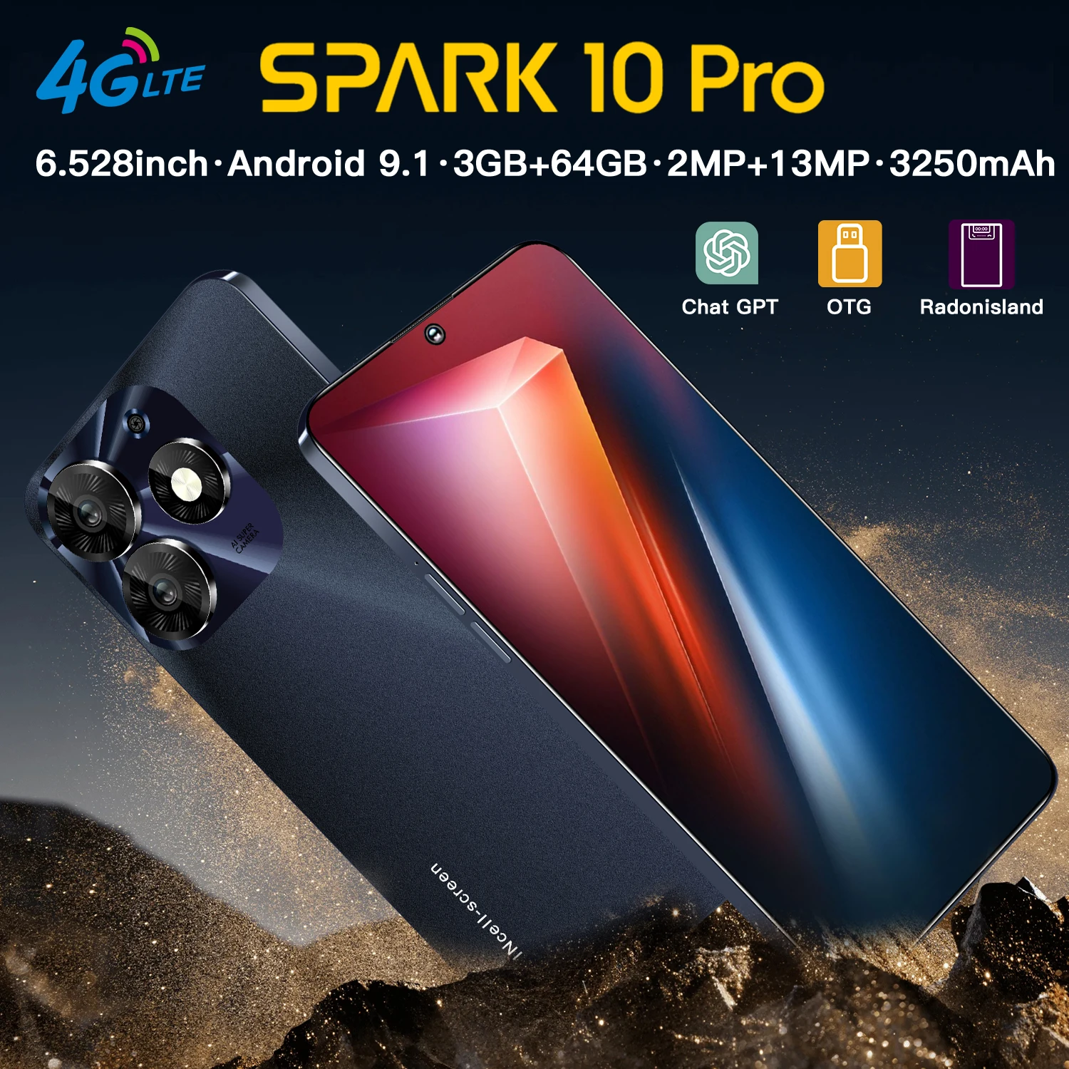 Global-Version-Spark-10-Pro-Smartphone-Android-10-3GB-64GB-3600mAh ...