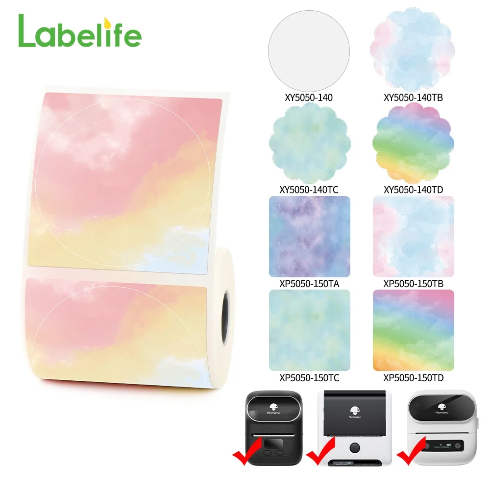 M110-M200-M221-2-Color-Circle-Thermal-Sticker-Label-Self-Adhesive-Round ...