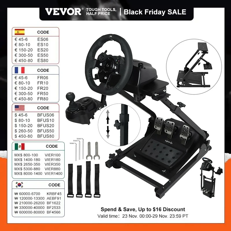 Racing-Simulator-Wheel-Stand-G25-G27-G29-G920-T500RS-Rubber-Grips-Gear ...