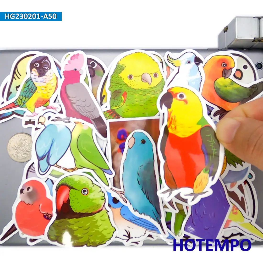 20-30-50Pieces-Cute-Parrot-Decals-Colorful-Bird-Animals-Stickers-for ...