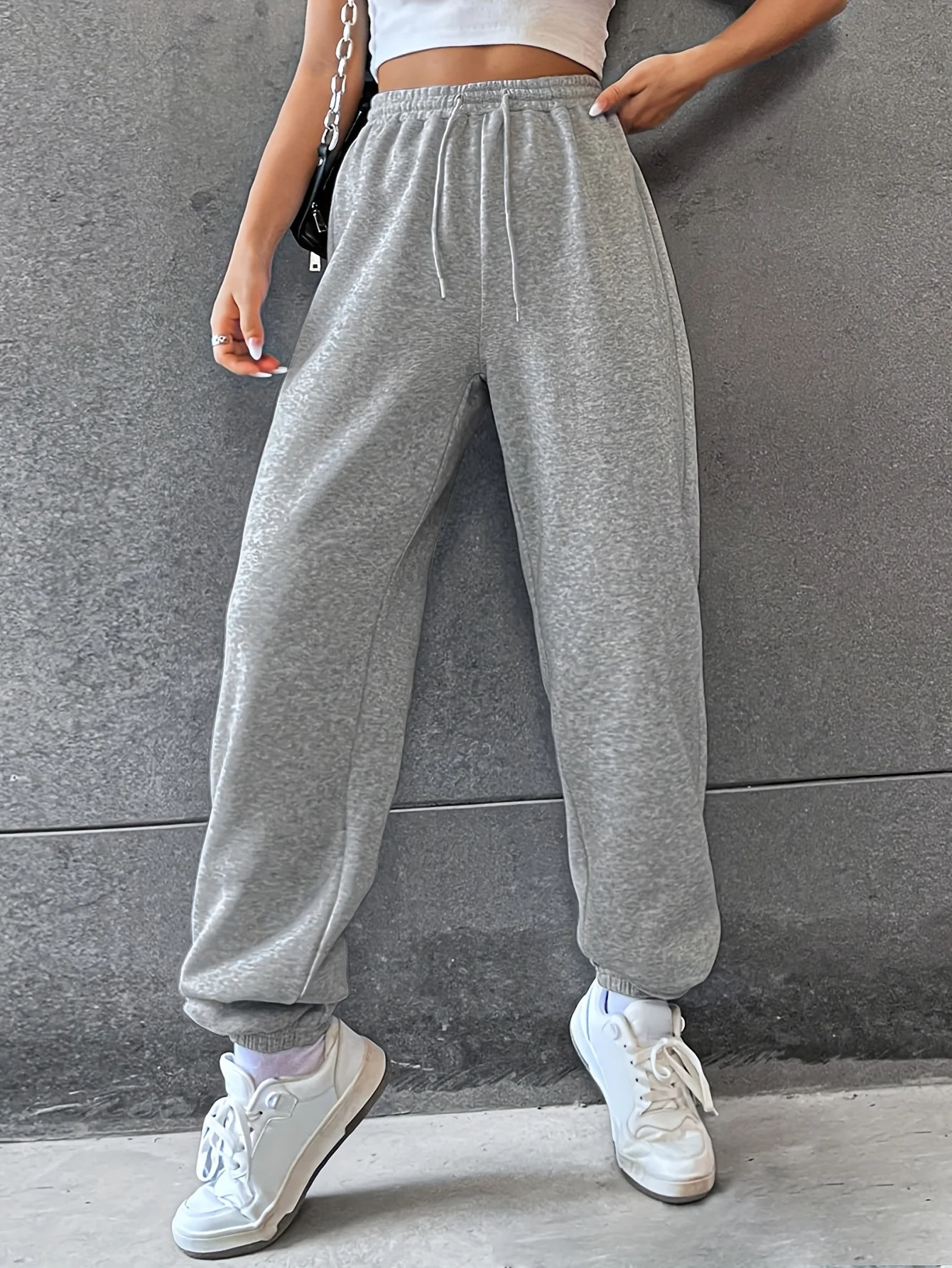 Solid-Color-Casual-Sports-Pants-Drawstring-Elastic-Waist-Running ...