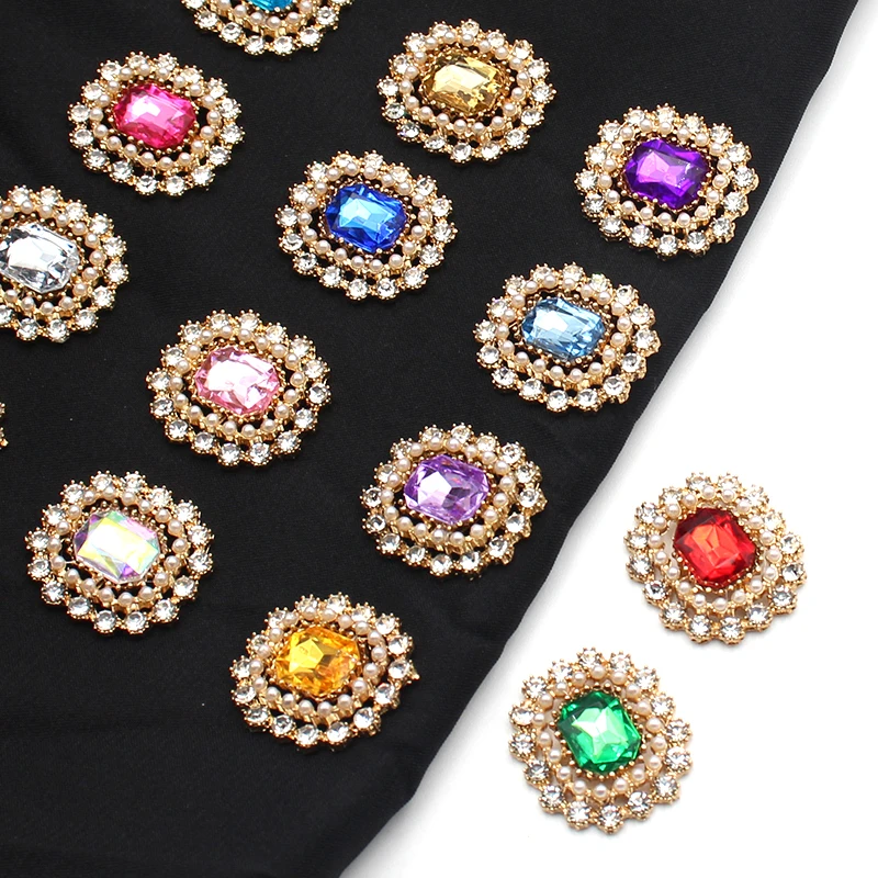 Rhinestone Flatback Buttons Jewelry | Alloy Flatback Buttons Jewelry ...