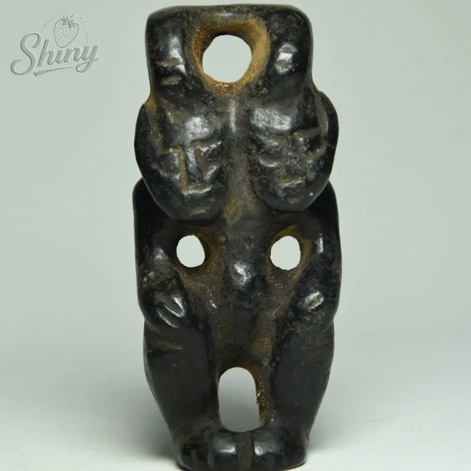 Hongshan Culture Black Iron Meteorite Sculpture Double-headed Sun God ...