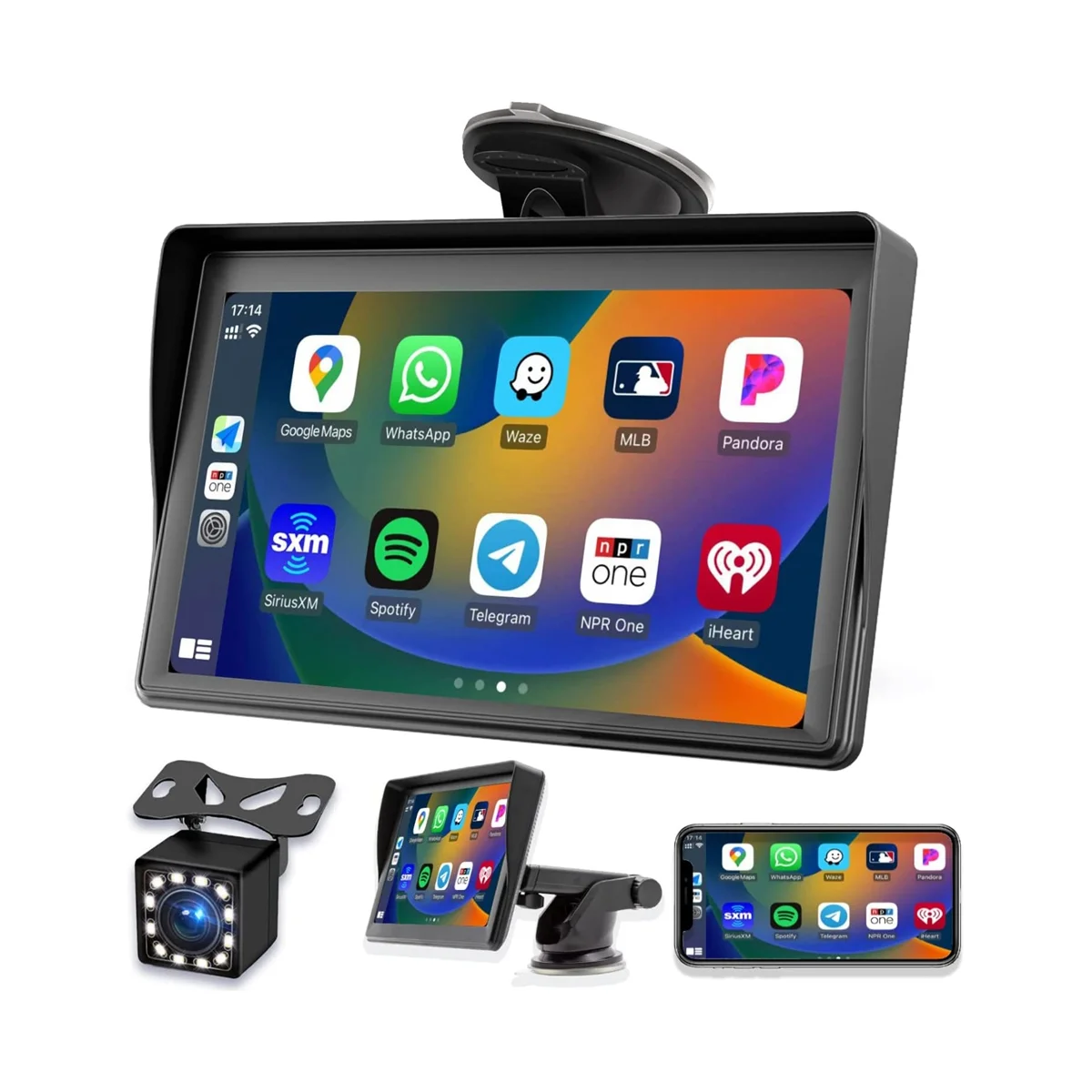 Portable-Dash-Mount-Carplay-Display-7In-Touch-Screen-GPS-Navigatin ...