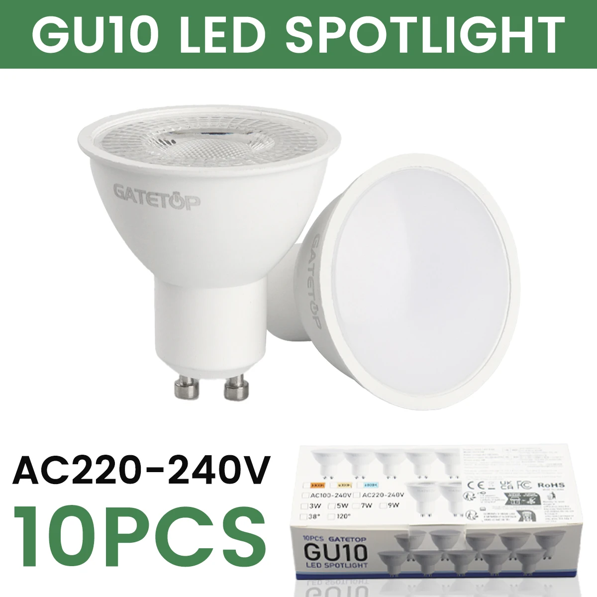 10pcs/Lot 5W Base GU10 Led Bulb Light AC220V-240V Lampara 120° 38 ...