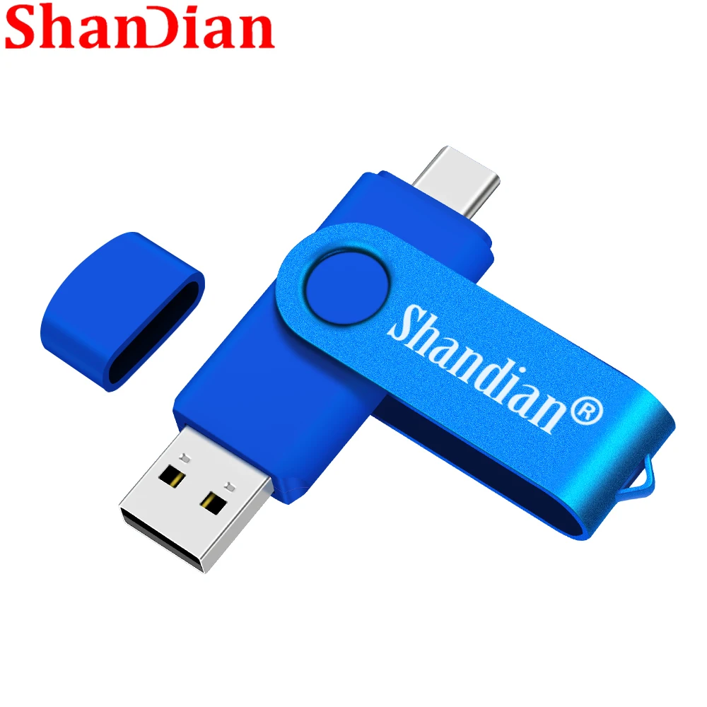 SHANDIAN-Blue-TYPE-C-2in1-USB-2-0-Flash-Drives-128GB-Pen-drive-32G-U ...