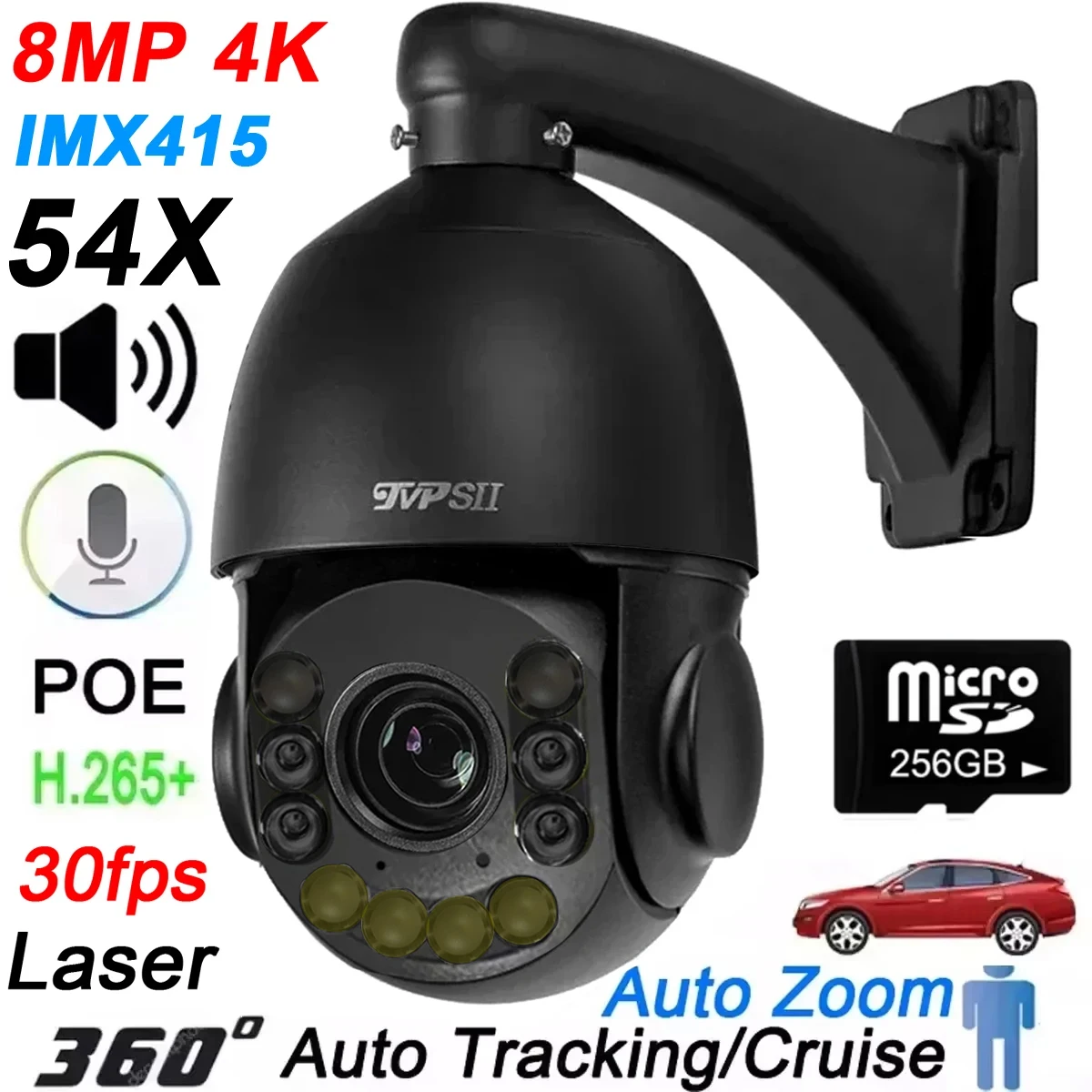 Metal-Full-Color-Auto-Tracking-8MP-4K-IMX415-54X-Optical-Zoom-360-Audio ...