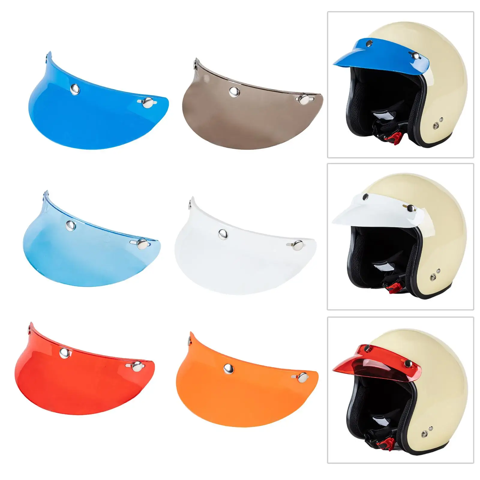 Vintage 3 Snap Helmet Visor Peak Open Face Sun Protection 15cmx5cm ...