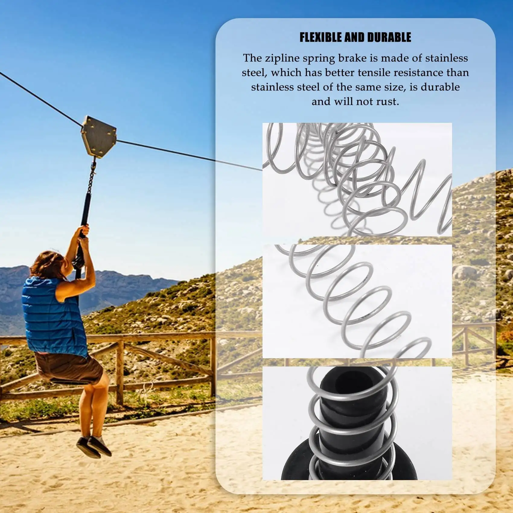 Zipline Spring Brake 165cm Stainless Steel Zip Line Spring Brake Heavy ...