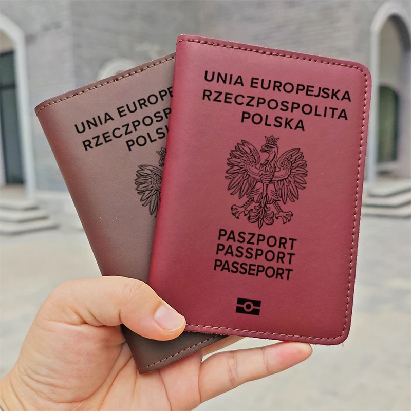 Handmade Genuine LeatherThe Republic Of Poland Passport Cover Engraved ...