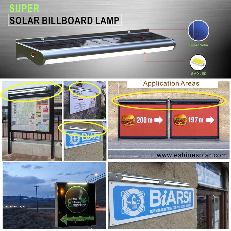 ACMESHINE 5W/10W/20W Solar Billboard Light 60CM Solar Signboard Light ...