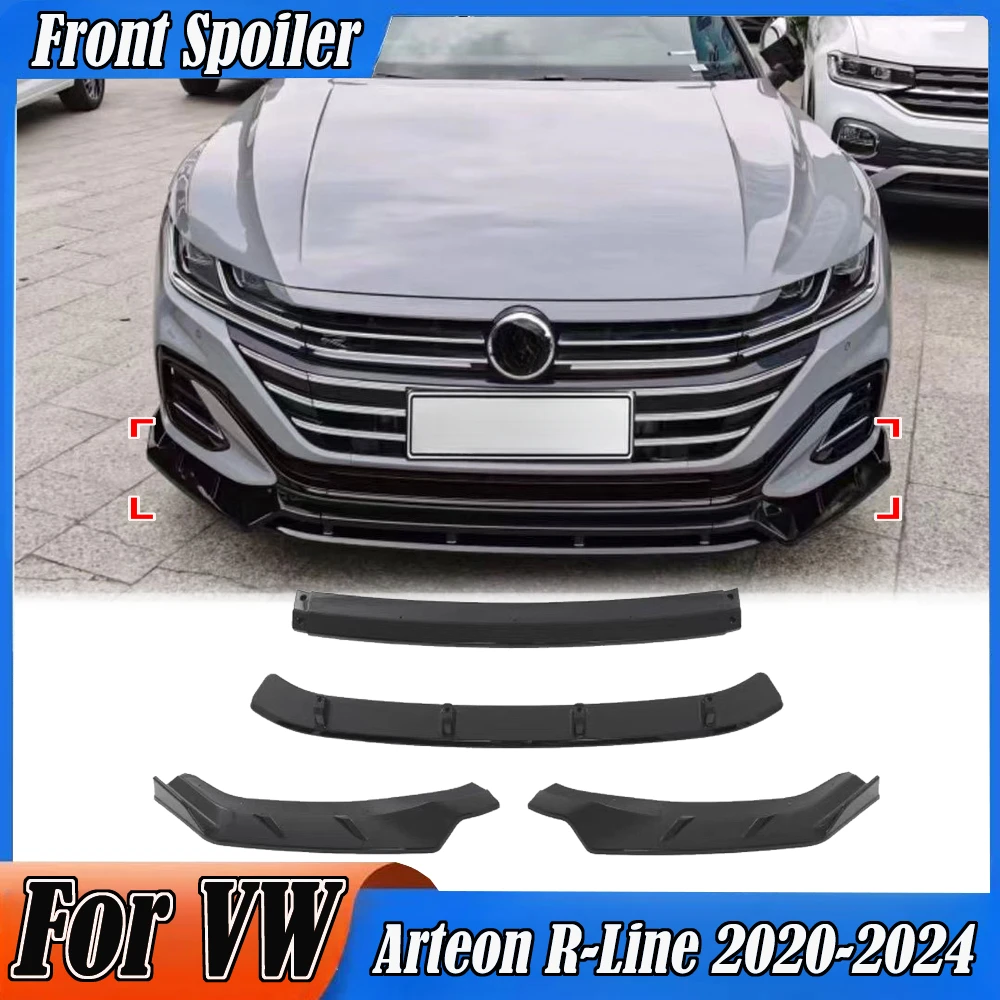 Front Bumper Lip Chin Spoiler For VW Arteon R-Line 2020 - 2024 RS Style ...