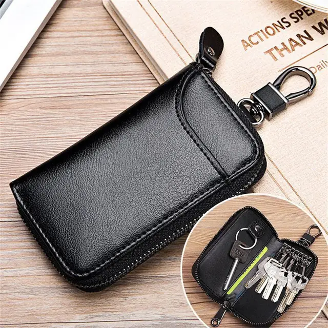 ISKYBOB Genuine Leather Keychain Men Key Holder Organizer Pouch Cow ...