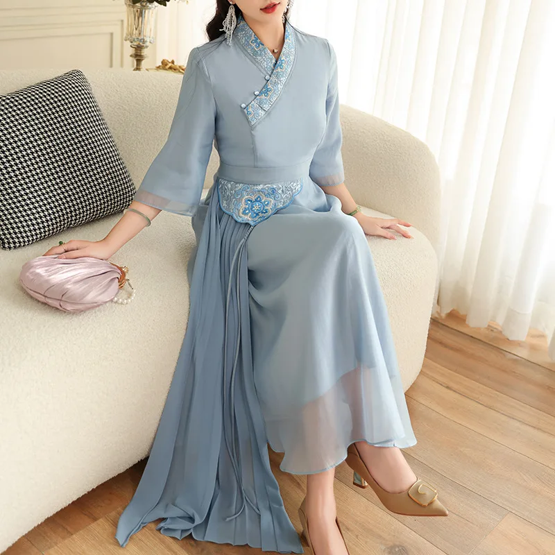 Hi-end-Hanfu-Spring-Summer-Women-Dress-Embroidery-Slim-Elegant-Lady ...