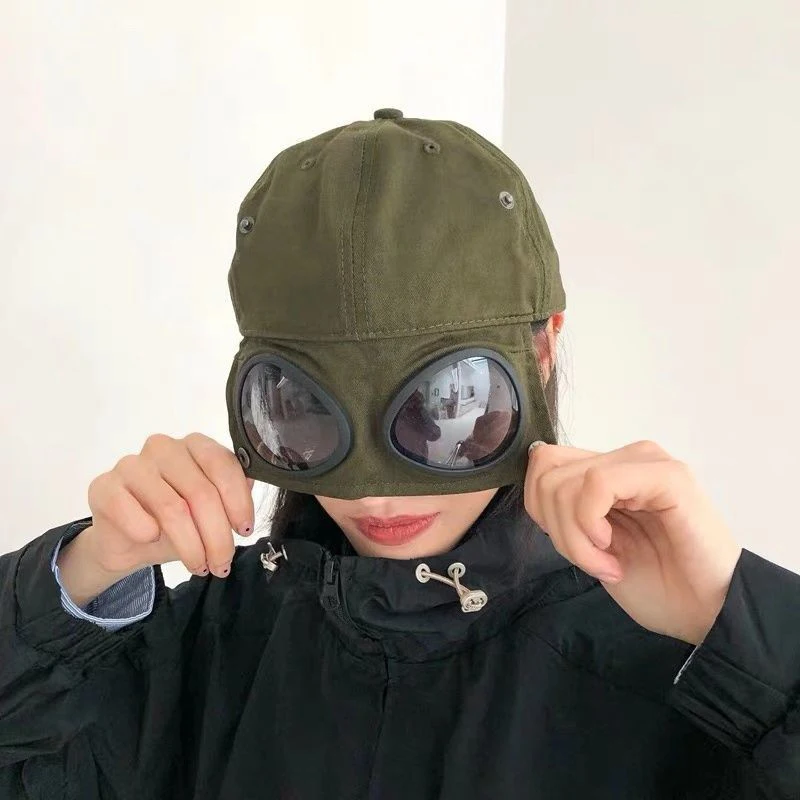 New Green Aviator Hat With Sunglasses Men Women Fashion Personality ...