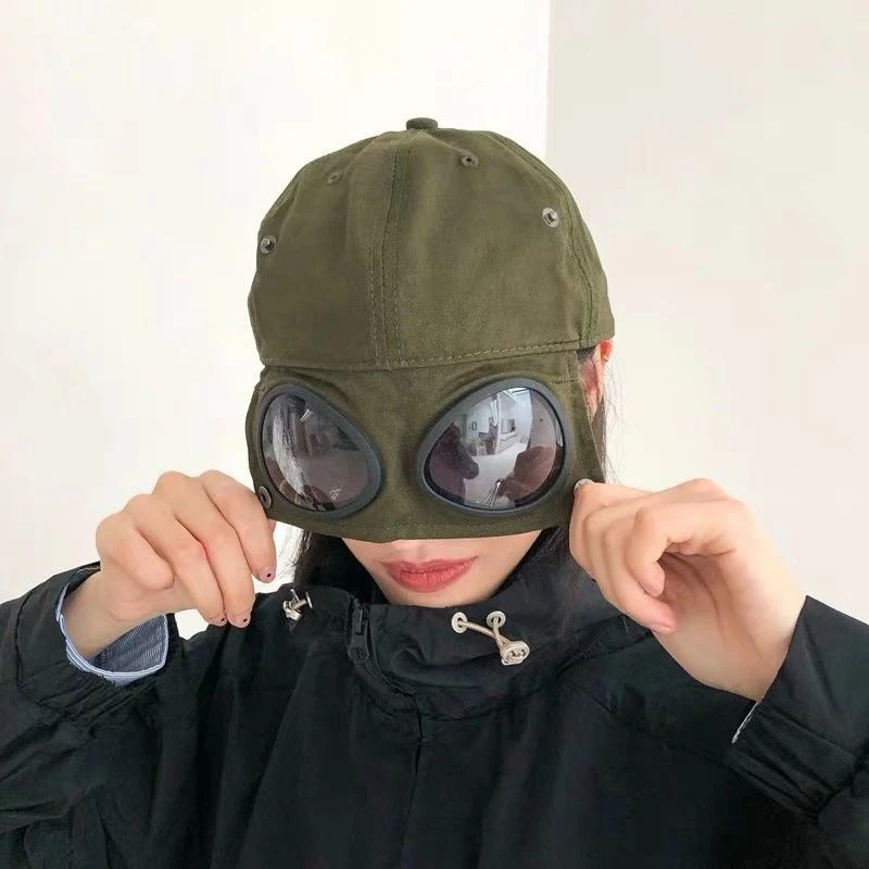 New Green Aviator Hat With Sunglasses Men Women Fashion Personality ...