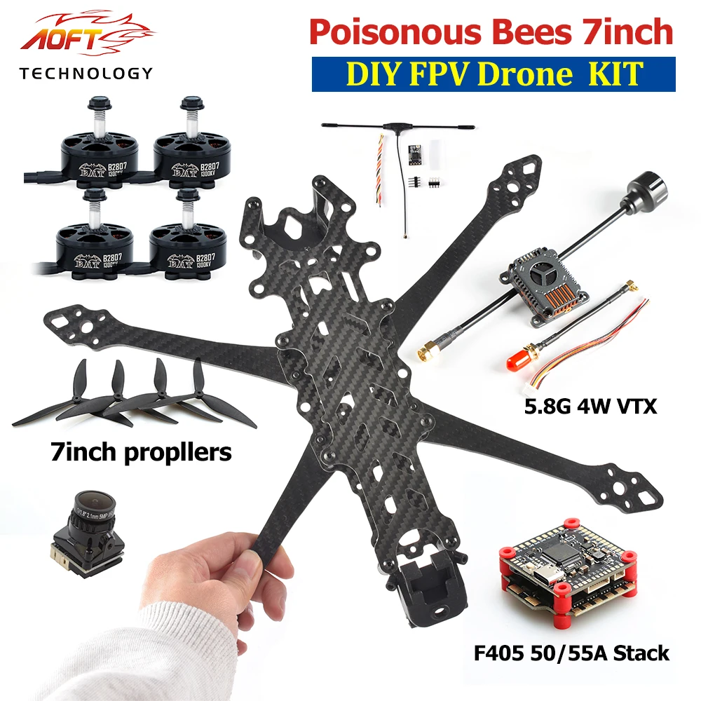 Poisonous Bees 7 inch 295mm DIY FPV Drone Kit B2807 KV1300 6S Brushless ...
