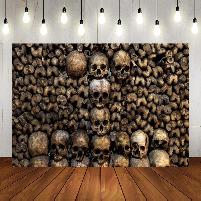 Halloween-Party-Backdrop-Skeletons-Bleached-Bones-Cemetary-Graveyard ...