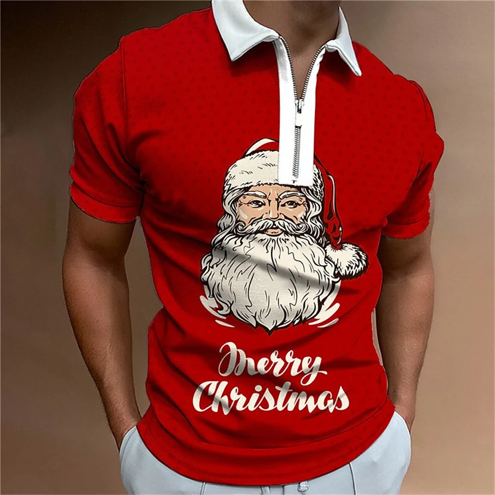 Christmas-polo-shirt-men-s-casual-short-sleeved-top-Santa-Claus-3D ...