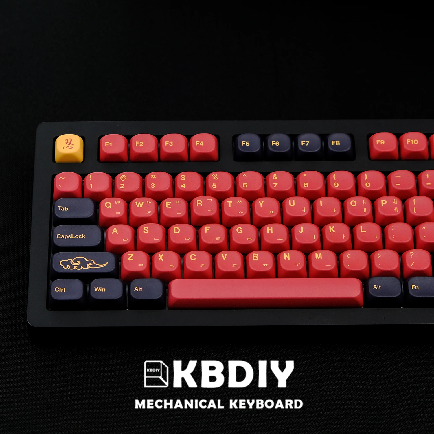 KBDiy-130-Keys-Set-PBT-GMK-Keycap-Korean-Red-Samurai-Keycaps-Custom-KOA ...