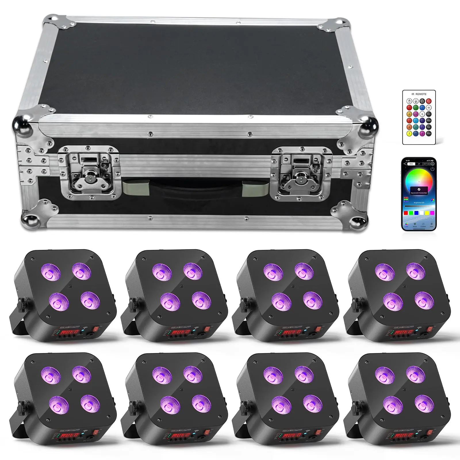 Yiflamefly 8 Uds Mini luces Par LED recargables con estuche de línea ...