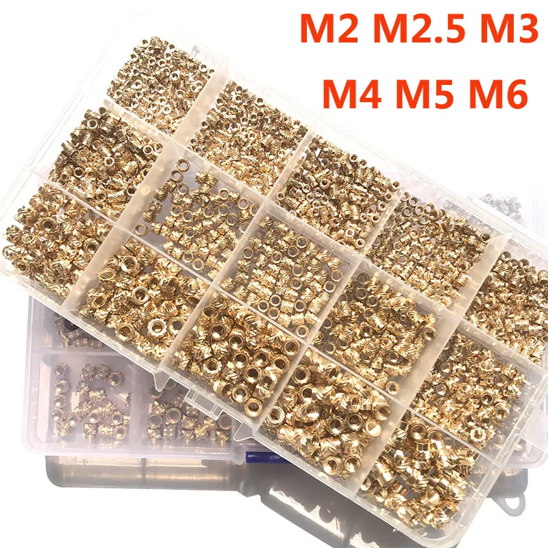 90/500 Pcs M2 M2.5 M3 M4 M5 M6 Brass Hot Melt Inset Nuts Assortment Kit ...