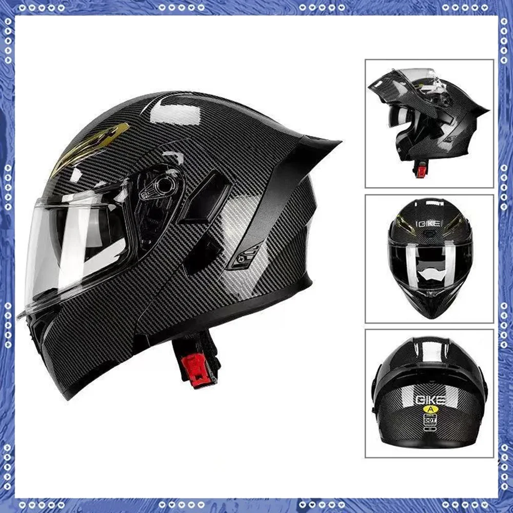 QIKE Motorcycle Helmet for Women & Men – Flip-Up Blue Mech Design, DOT ...