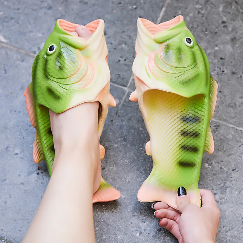 Zapatillas-divertidas-de-peces-realistas-para-mujer-Chanclas-de-playa ...