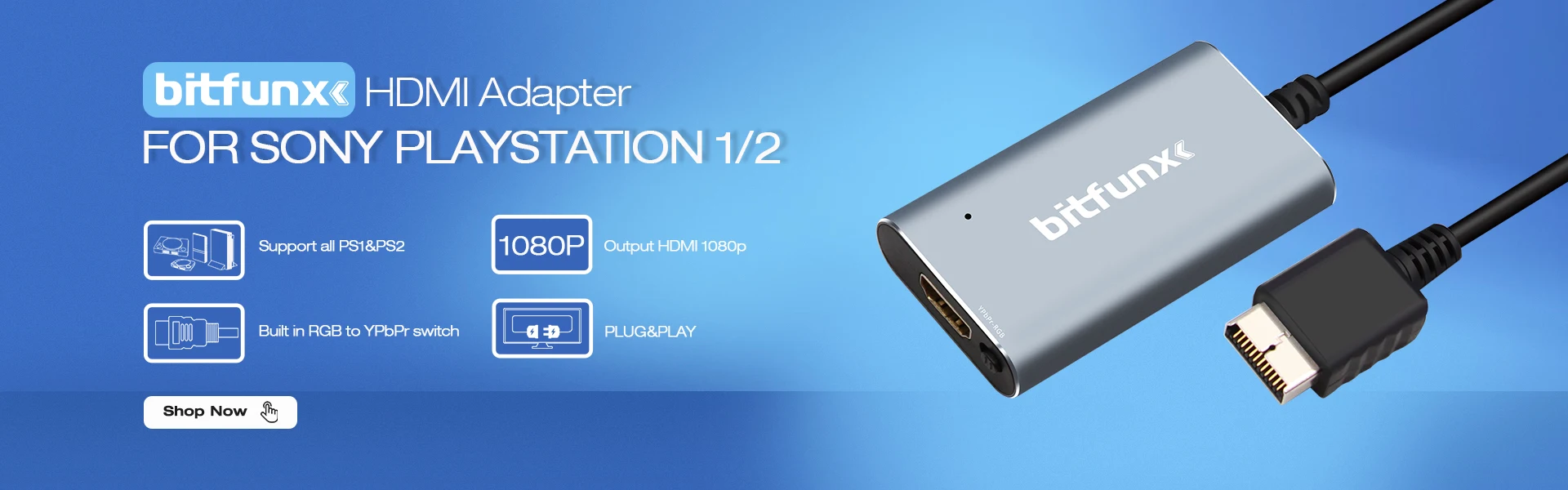 PS2 to HDMI - Bitfunx-Adaptateur vidéo et audio compatible PS2 vers ...