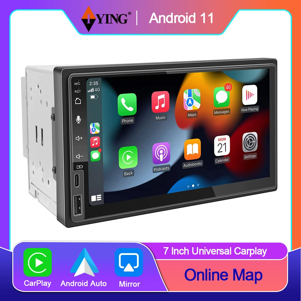 7 Inch Carplay Radio Wireless Android Auto Universal Double Din Player ...