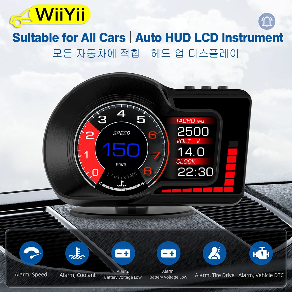 WiiYii odómetro Digital F15 OBD2 GPS, medidor inteligente, pantalla HUD Head Up, alarma de ...