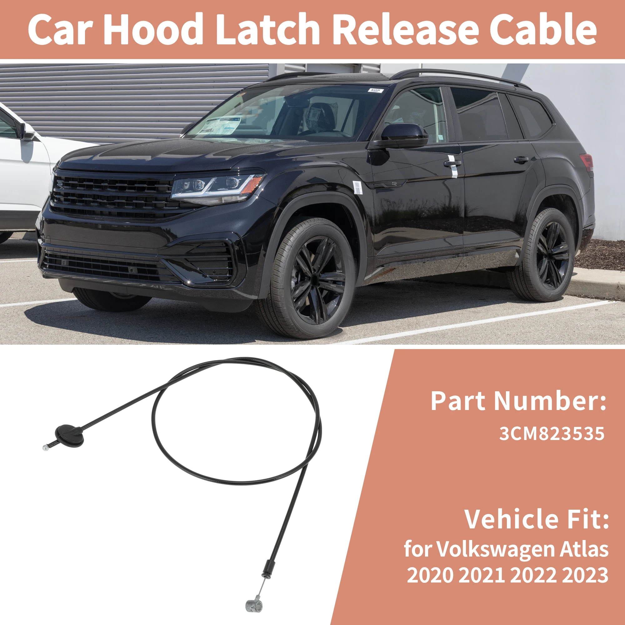 UXCELL For Volkswagen Atlas 2020-2023 Front Hood Release Cable ...