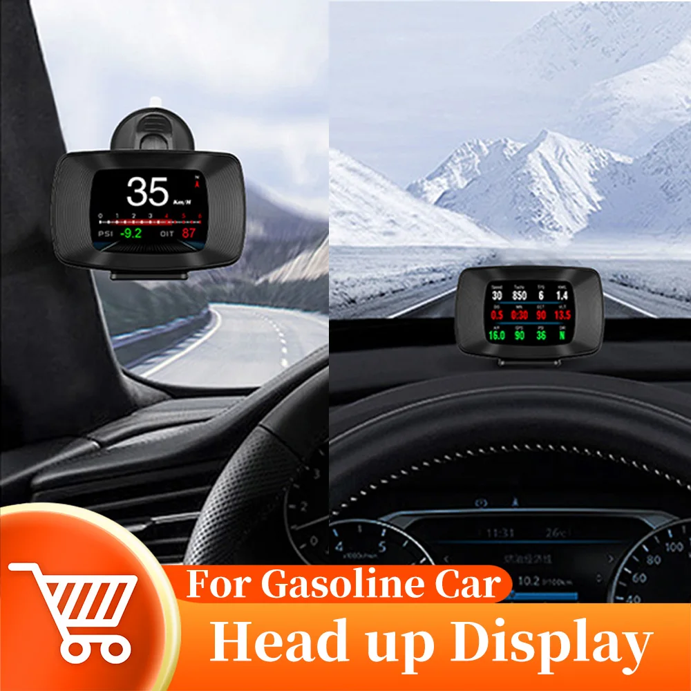 P13 Auto HUD OBD2 GPS Dual System Digital Auto Tacho Motor Temp Turbo ...