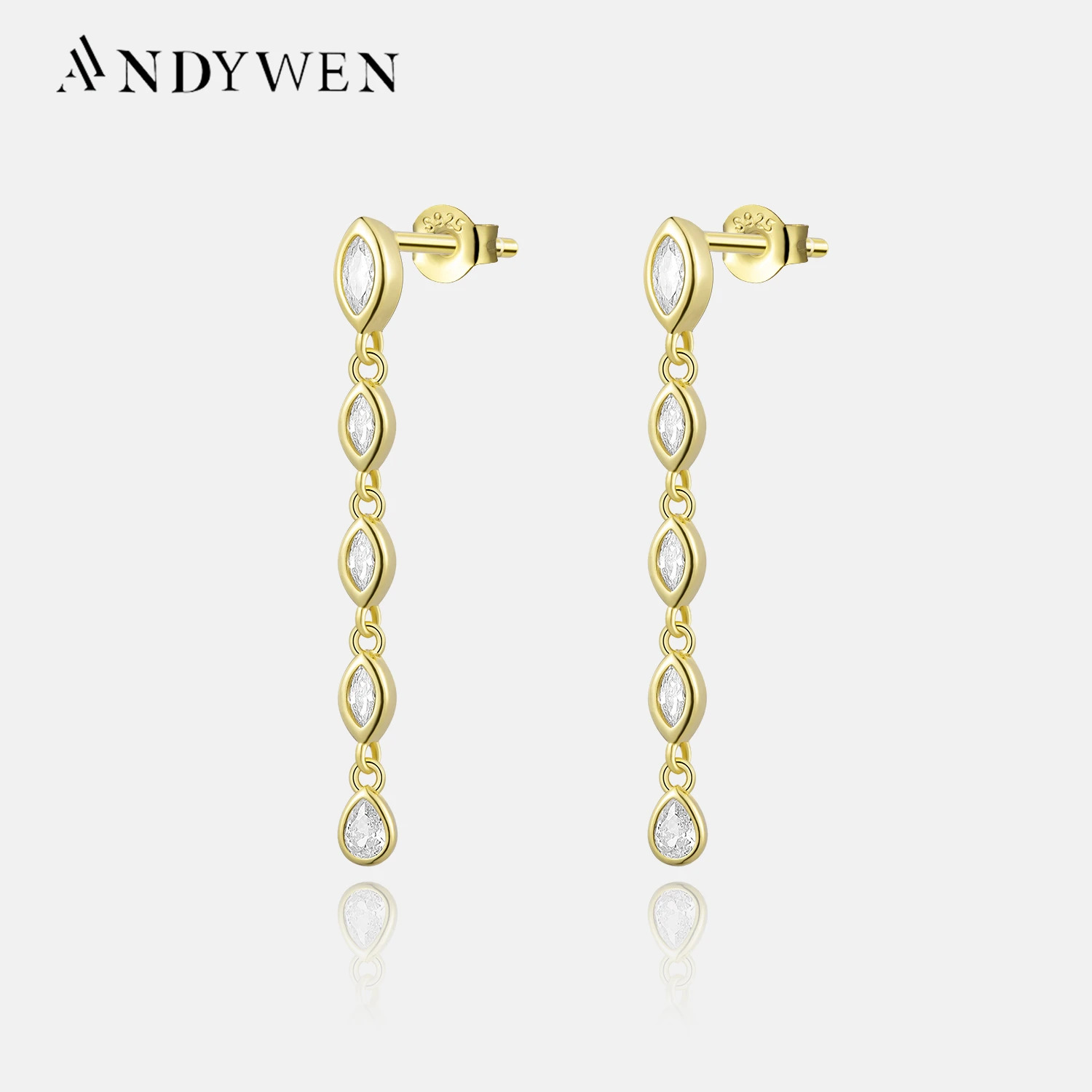 ANDYWEN-100-925-Sterling-Silver-Gold-Spicy-Earring-Chain-Ovals-Locker ...