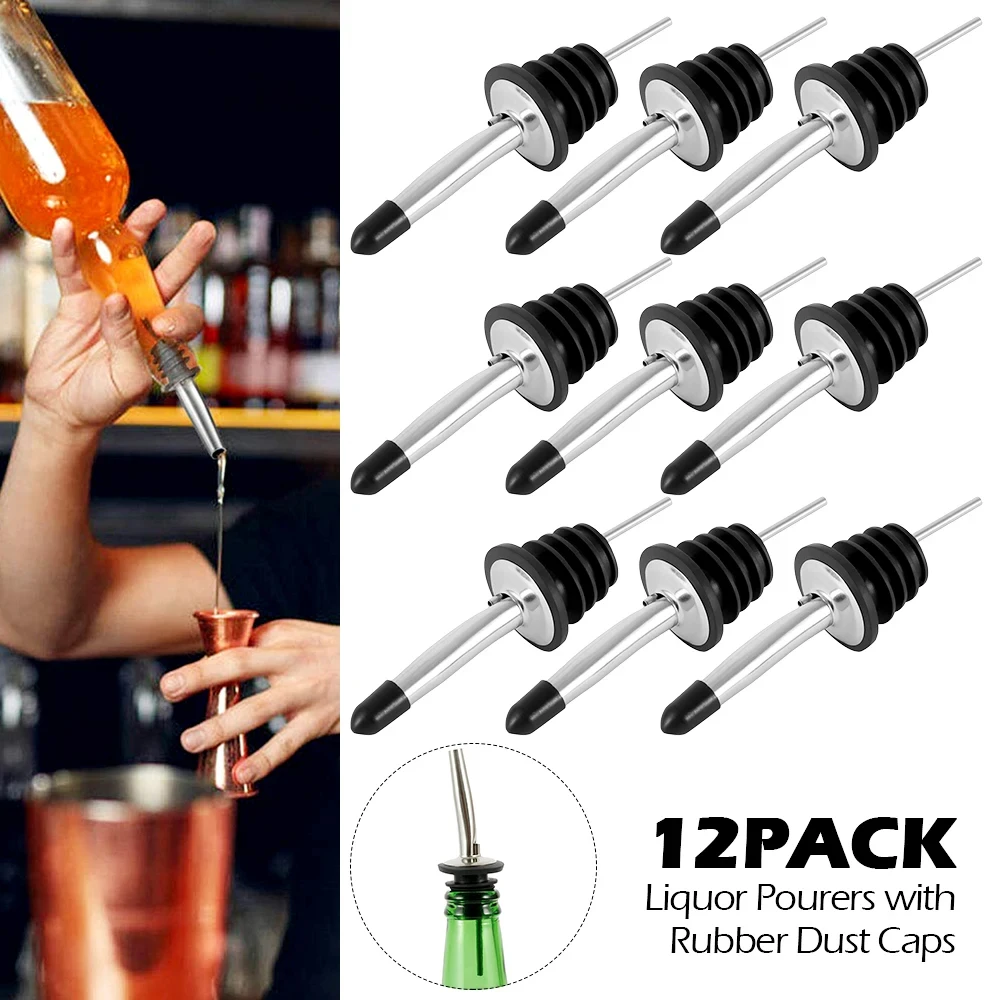 Stainless-Steel-12PCS-Classic-Bottle-Pourers-Tapered-Spout-Liquor ...