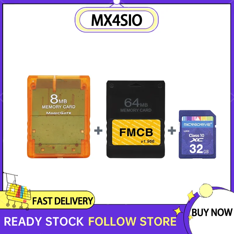 For PS2 Game Consoles DIY MX4SIO SIO2SD SD Card Adapter V1.966 64MB ...