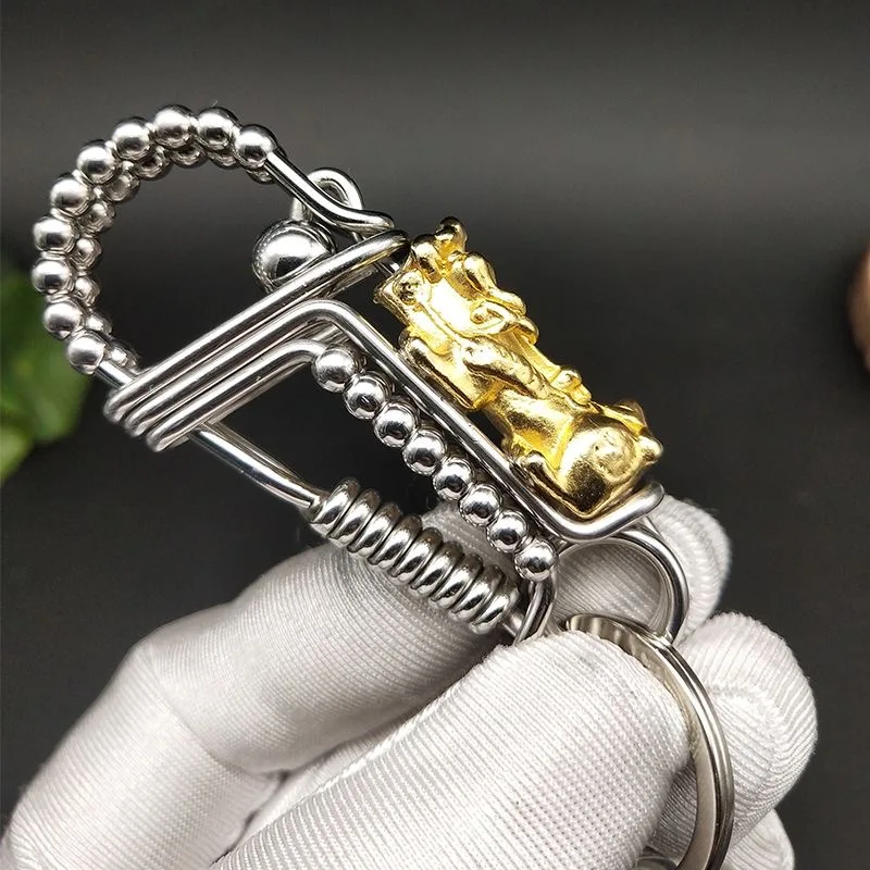 Stainless-Steel-Handicraft-Key-Buckle-Waist-Keychain-Matte-Bead-Car ...