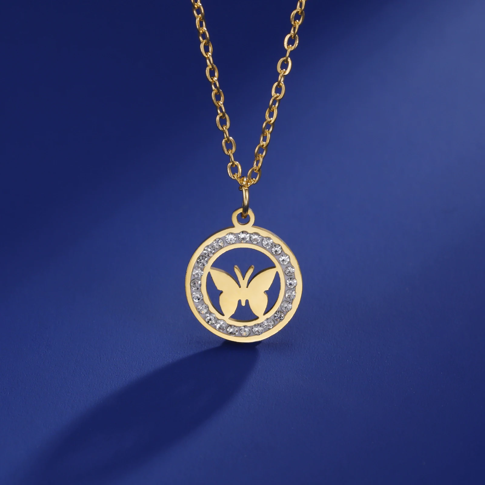 Skyrim-Butterfly-Clear-Zircon-Round-Pendant-Necklace-Women-Stainless ...
